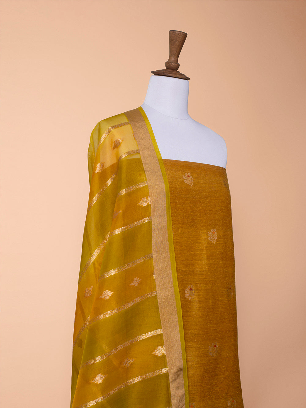 Handwoven Yellow Matka Silk Suit Piece