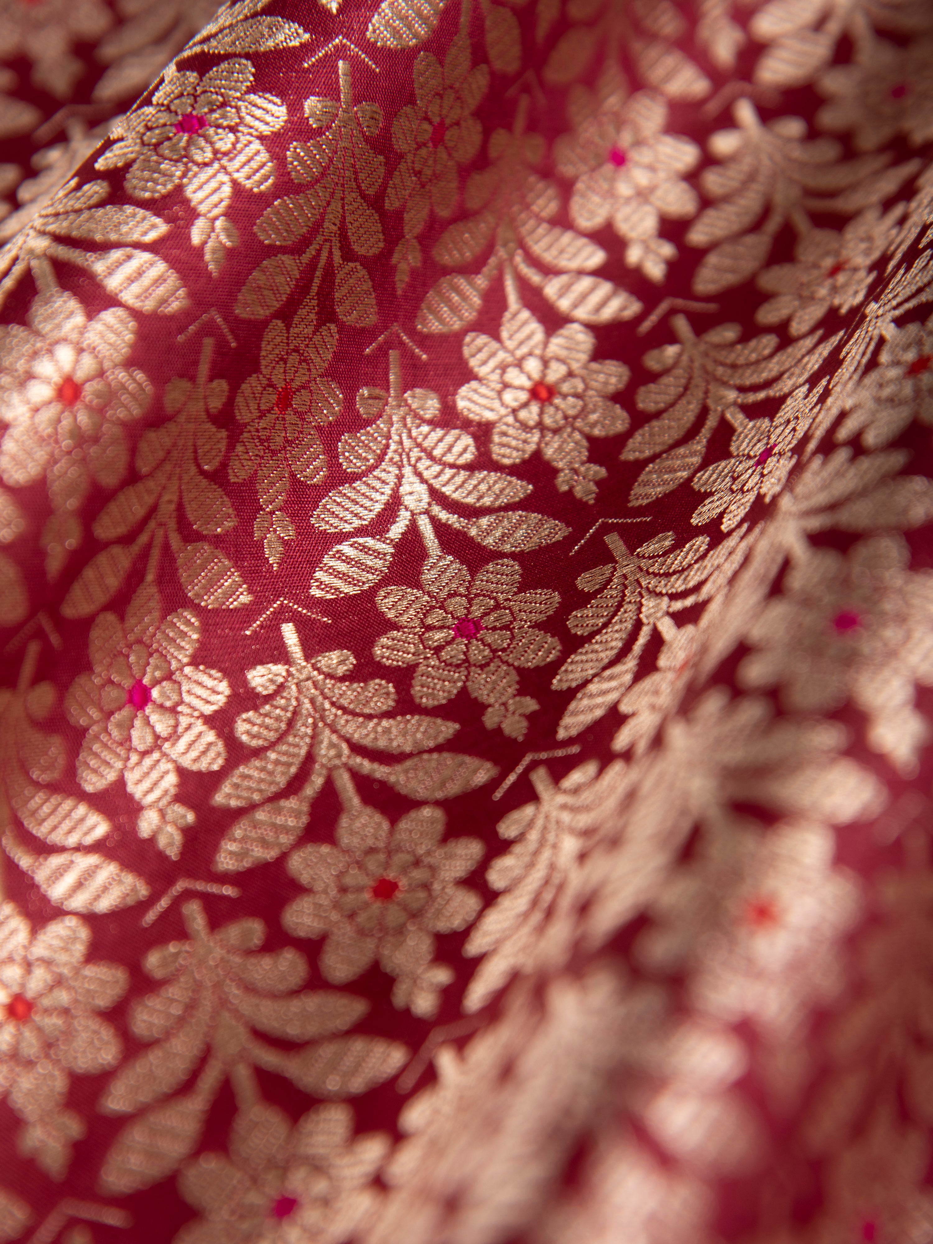 Handwoven Maroon Silk Fabric