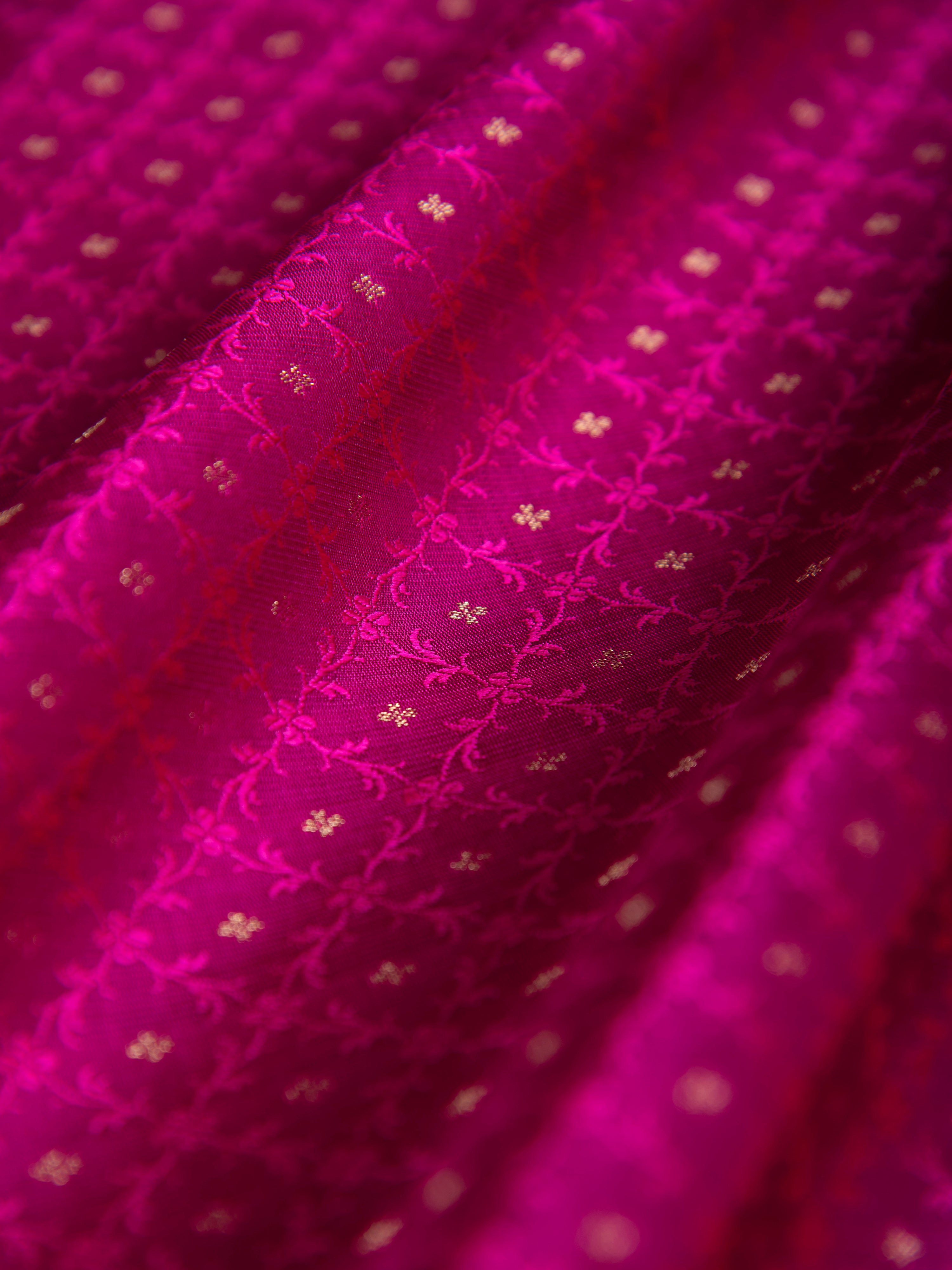 Handwoven Rani Pink Satin Silk Fabric