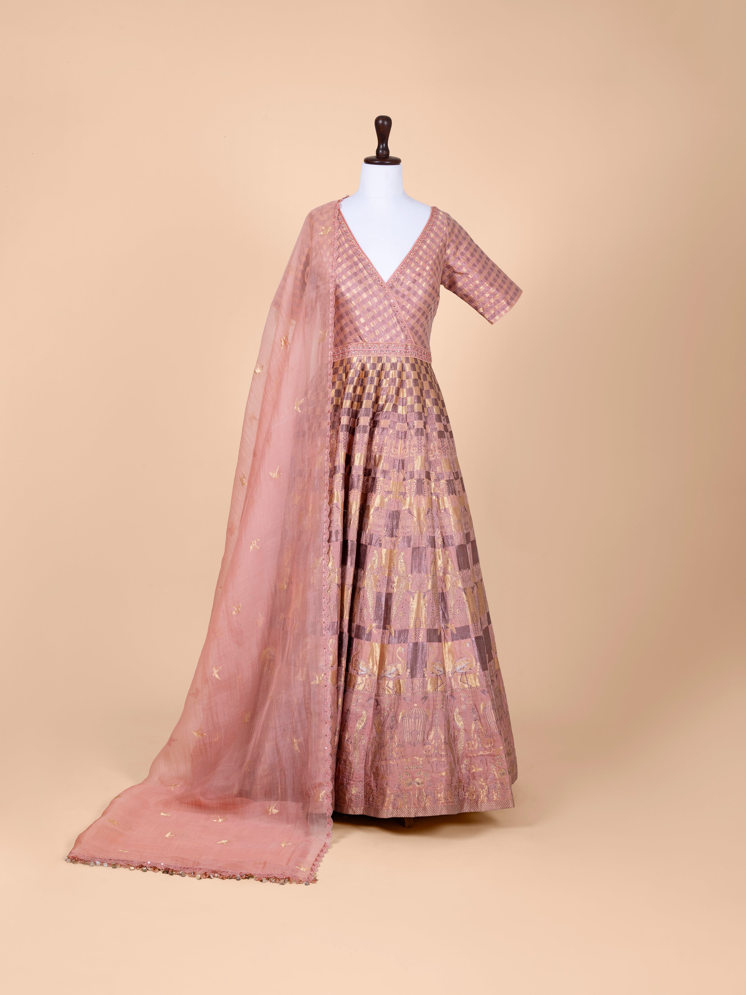 Handwoven Pink Silk Suit Set