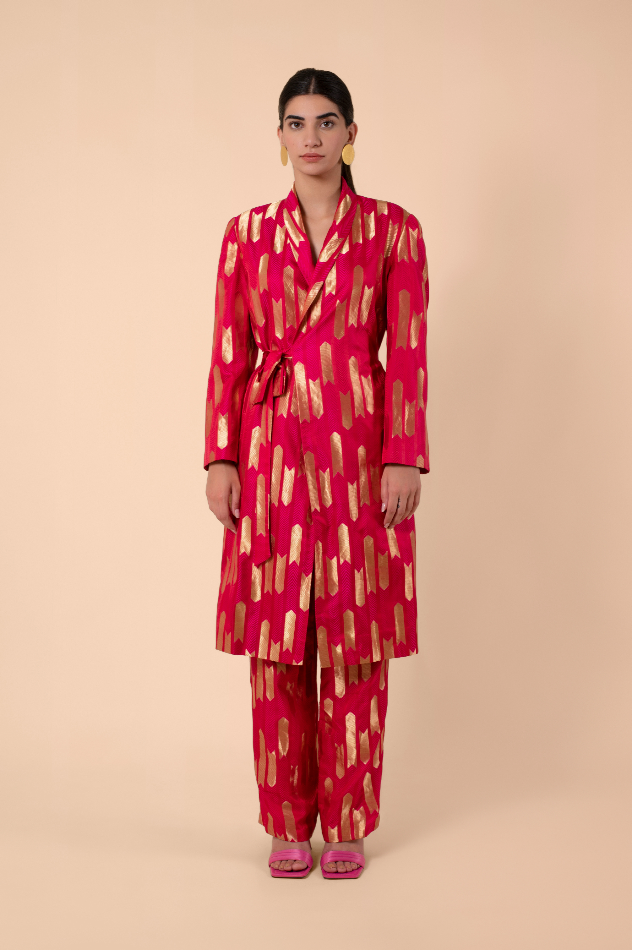 Handwoven Pink Wrap-Around Jacket