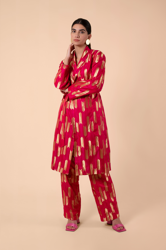 Handwoven Pink Wrap-Around Jacket