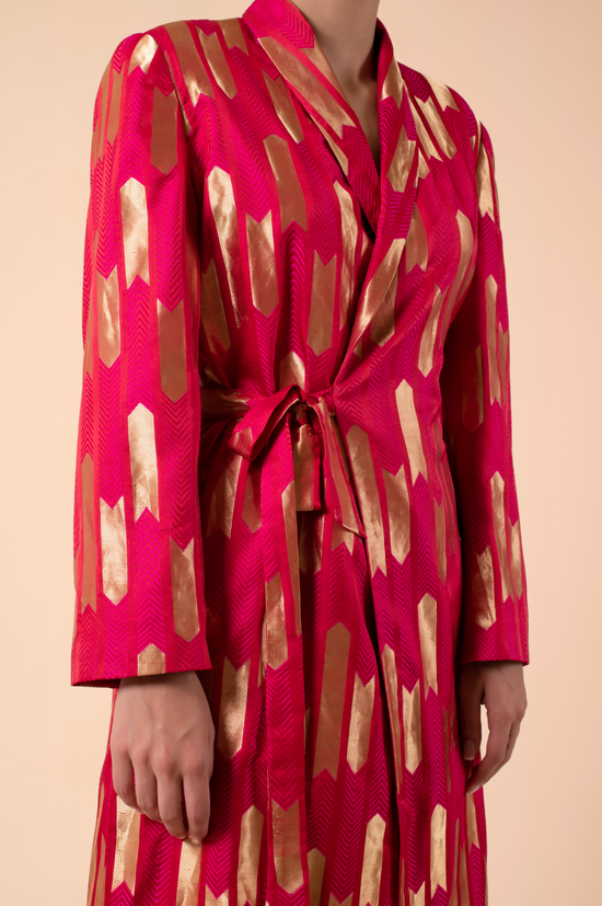Handwoven Pink Wrap-Around Jacket