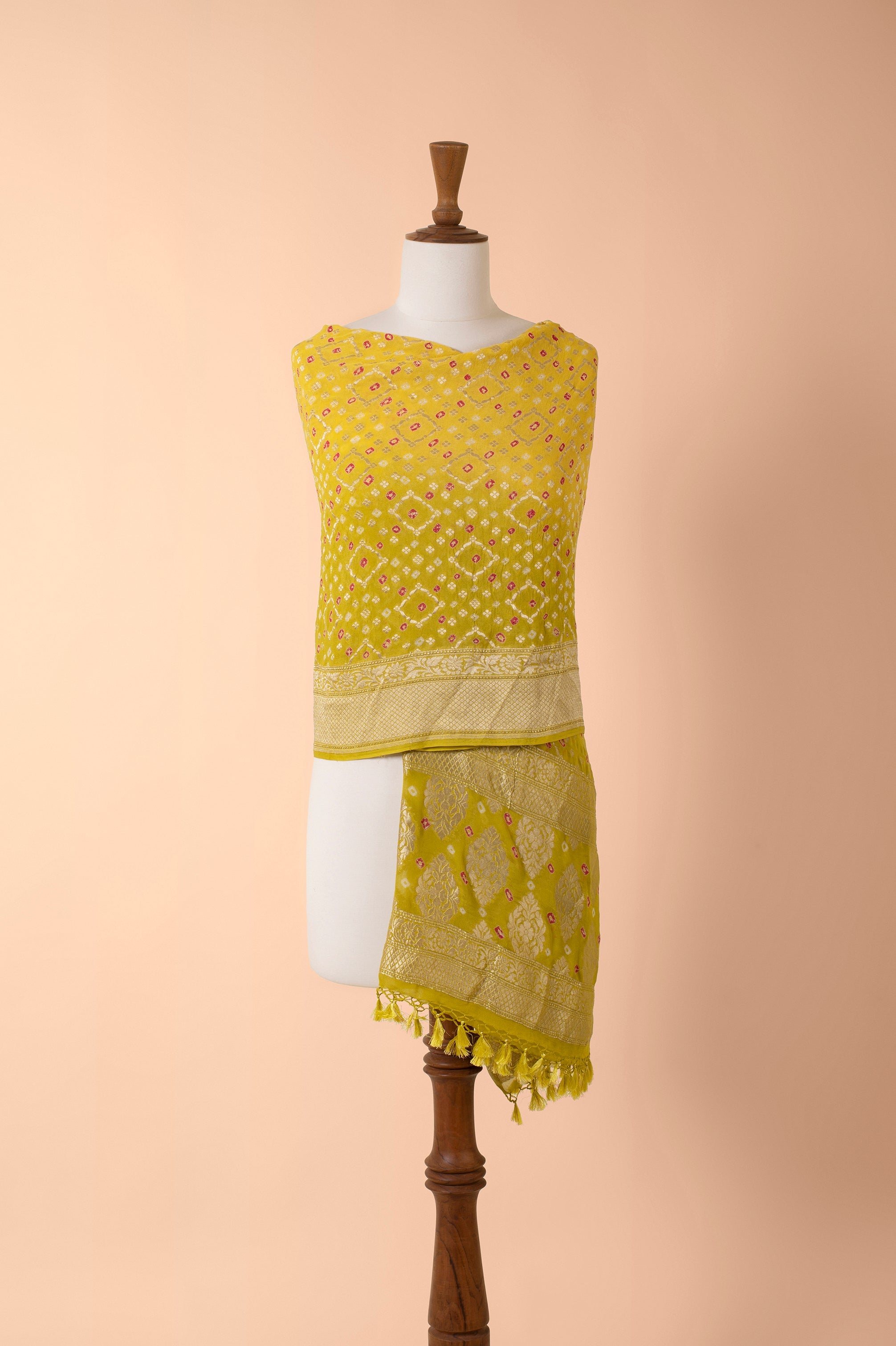 Handwoven Yellow Bandhani Dupatta